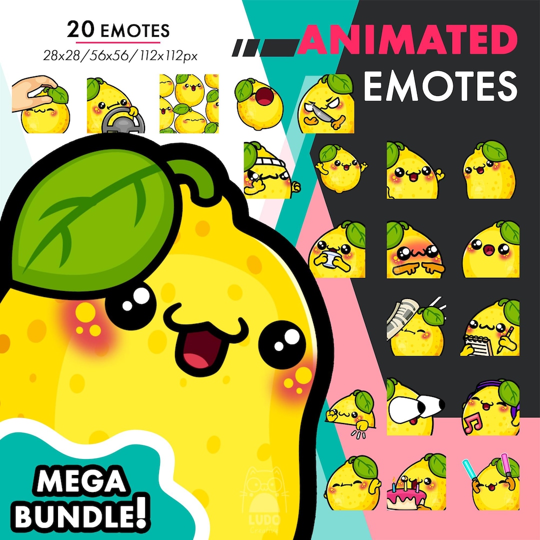 Mega Animated Lemon Emotes Pack, 20 Cute Food POP, Raid, Dance Emote ...