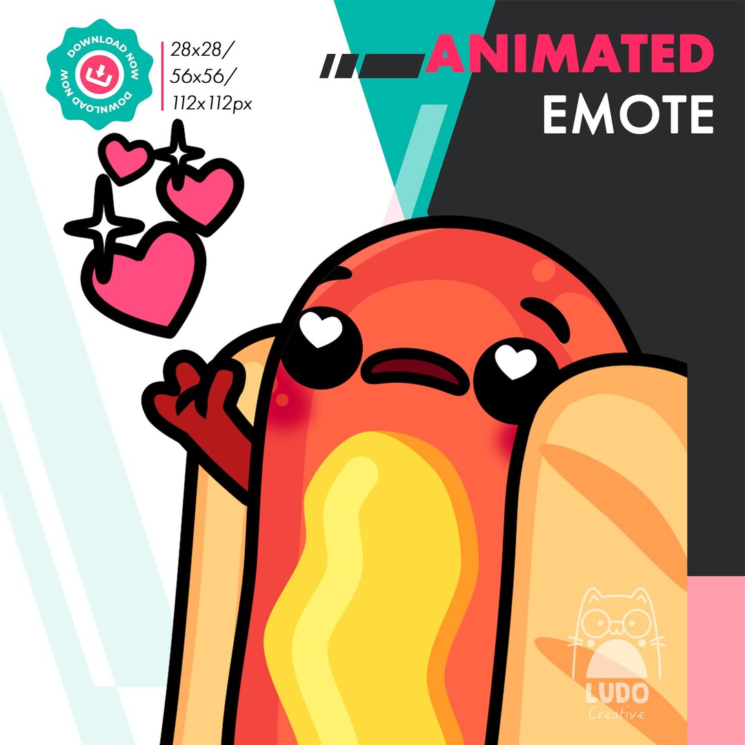 Animated Hotdog Love Emote, Cute Sausage Heart Emote for Twitch Youtube ...