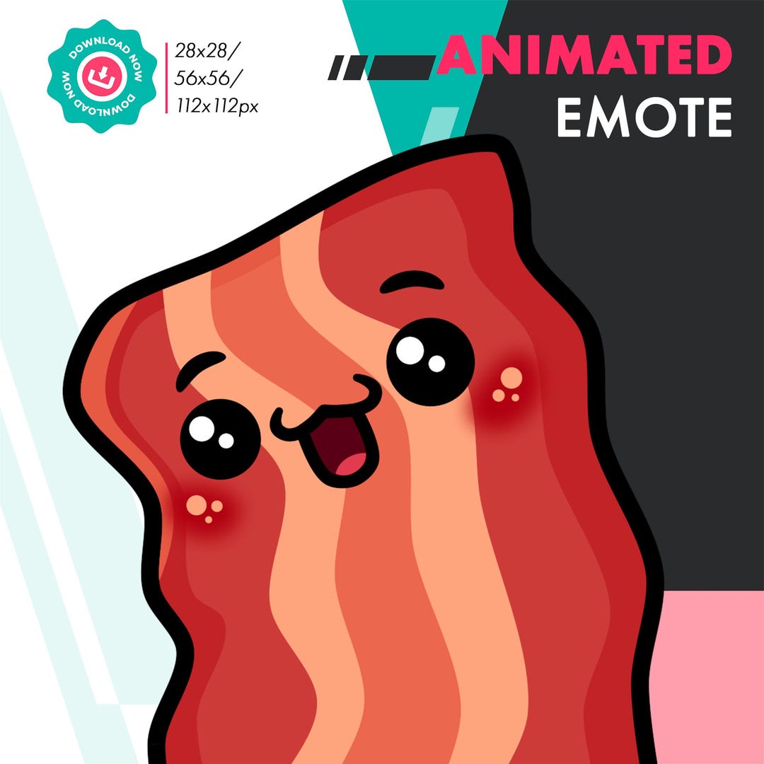 Animated Bacon Wiggle Emote, Cute Food Bobble Emote for Twitch Youtube ...
