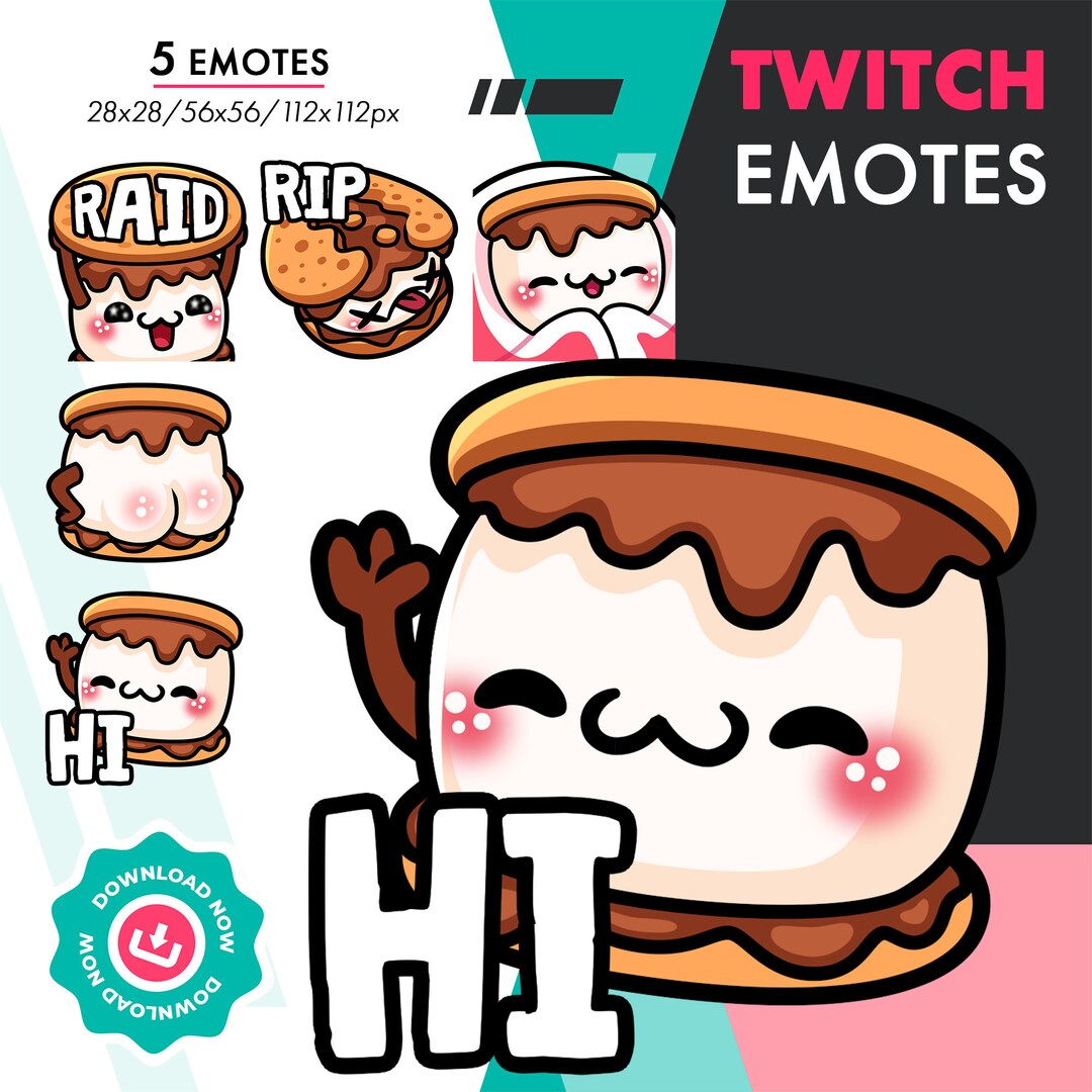 Smores Emote Pack Cute 5 Twitch Marshmallow Raid Booty Rip - Etsy UK