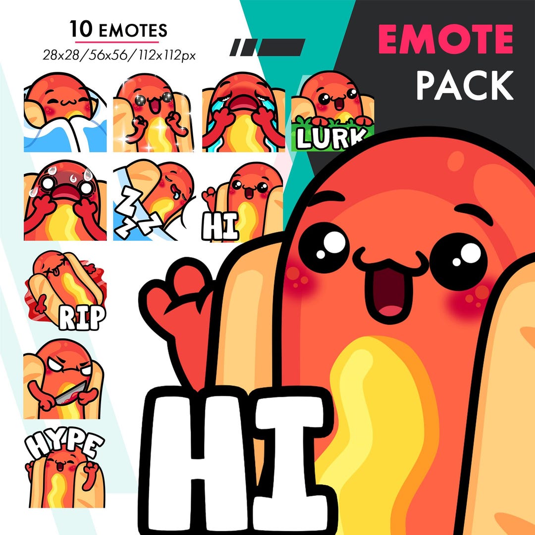 Hotdog Emote Bundle, 10 Cute Twitch Sausage Rip, Cozy Blanket, Hype ...