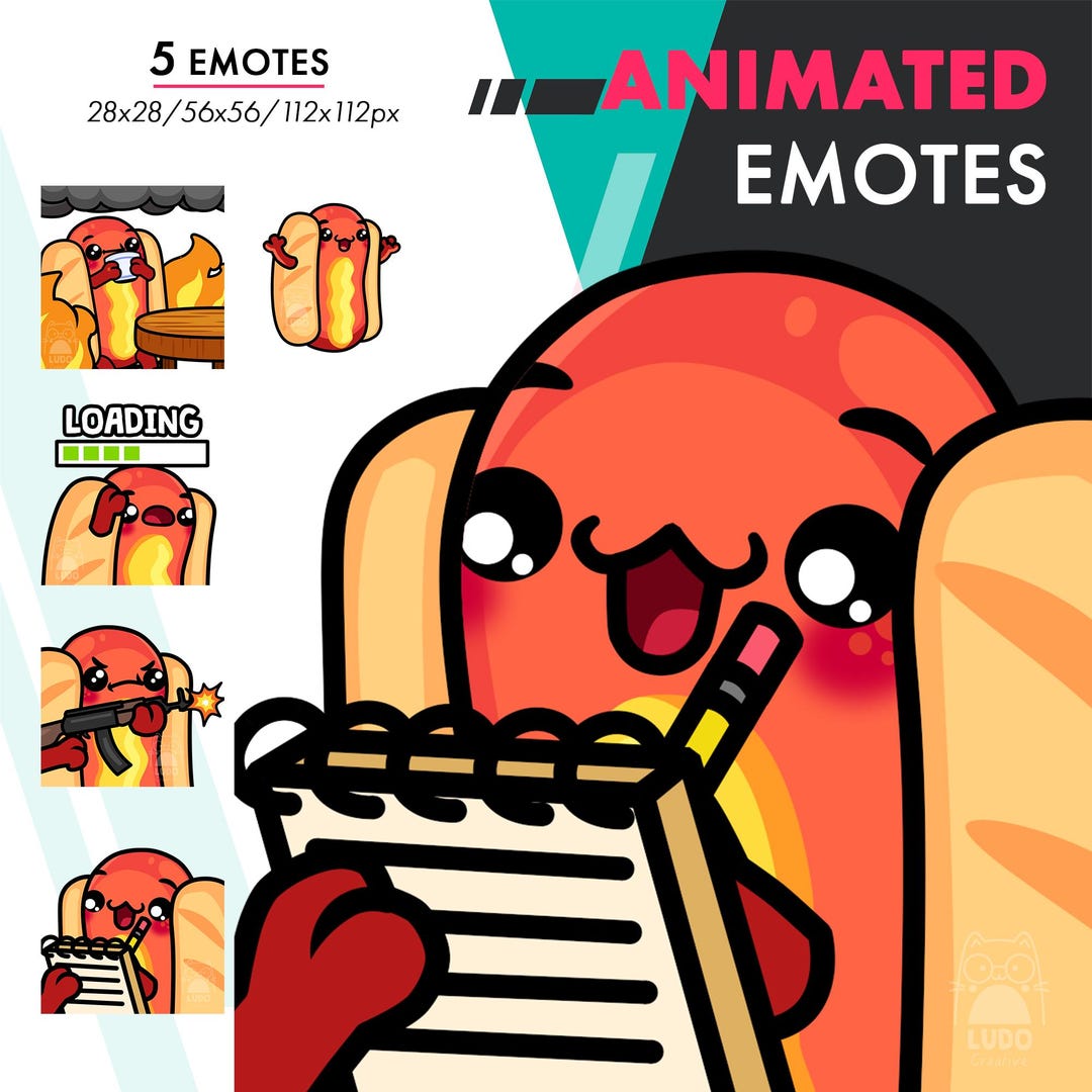 Animated Hotdog Emotes Pack 4, 5 Cute Sausage Dance, Noted, Aim Emote ...