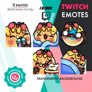 Twitch Pancake Emotes Set 5 Cute Chibi Pancake Emotes Pack for Youtube ...