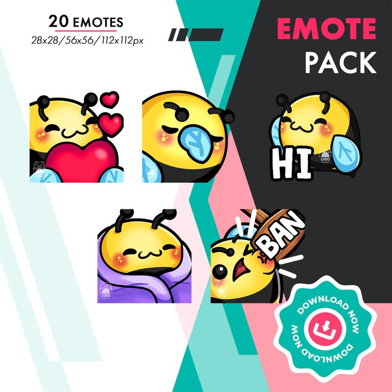 Mega Bee Emote Pack, 20 Cute Wasp Hi, Hype, Noted Still Emote Set for ...