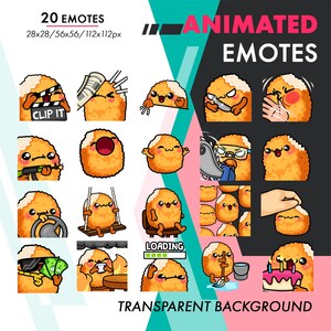 Mega Animated Nugget Emotes Pack, 20 Cute Fried Chicken POP, Raid ...
