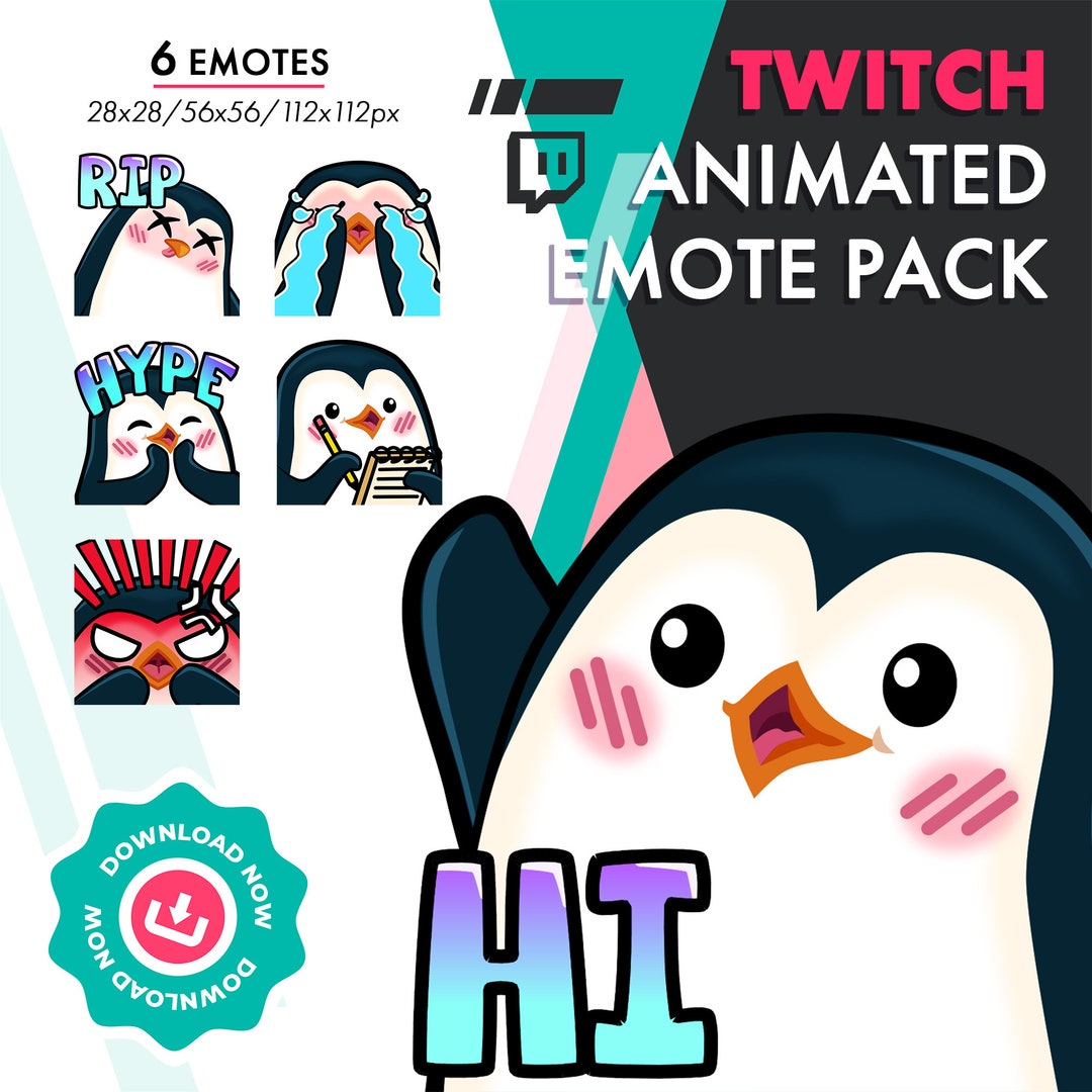 Animated Penguin Emote Pack, Cute 5 Penguin Emote Set for Twitch ...