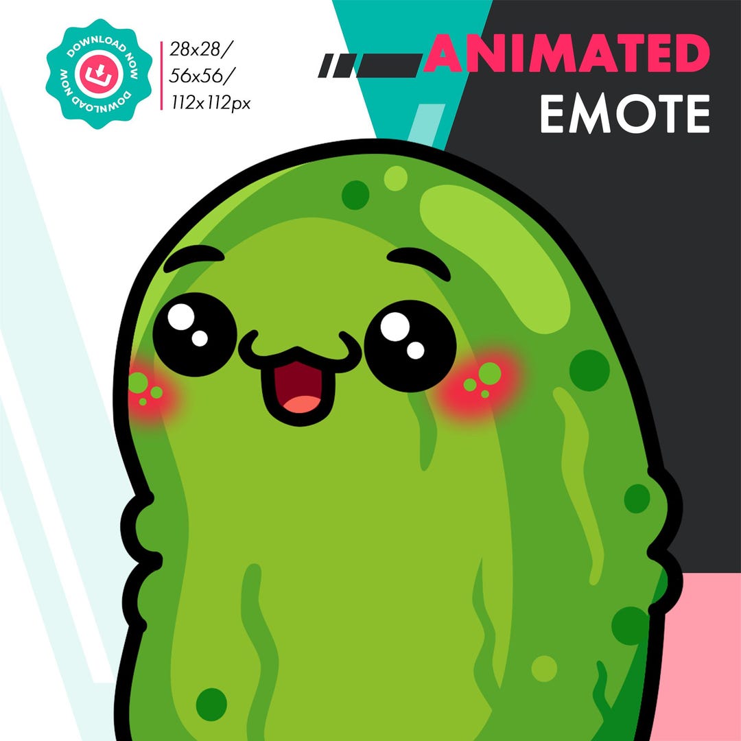 Animated Pickle Arrive Emote, Cute Gherkin Walking Emote for Streamers ...