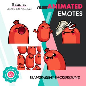 Animated Sausage Emotes Pack, 5 Cute Wiggle, POP, Raid Emote Set for ...