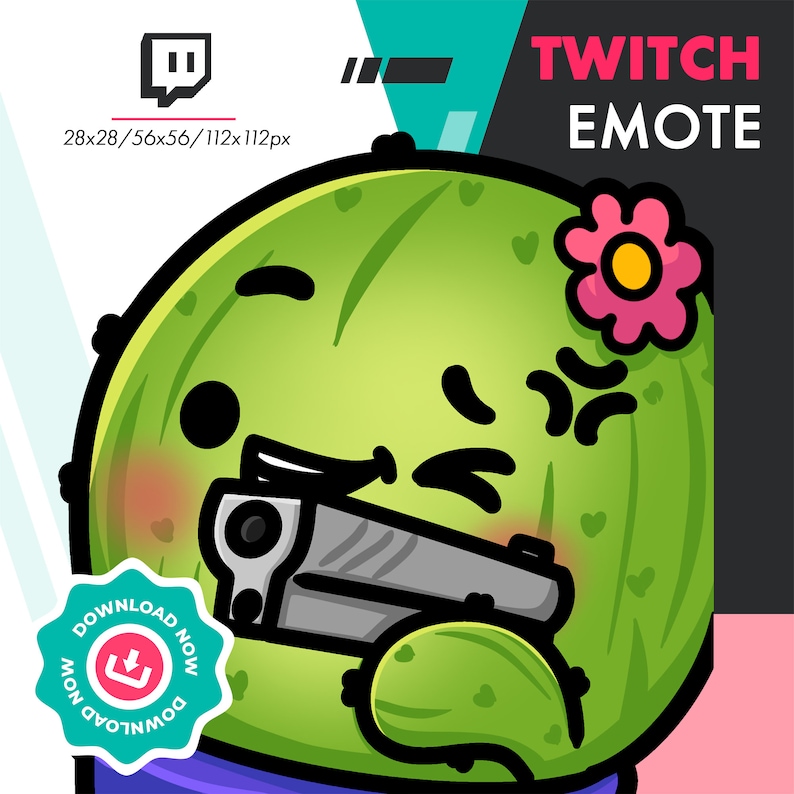 Twitch Cactus Emote Cute Gun Emote for Twitch Youtube - Etsy