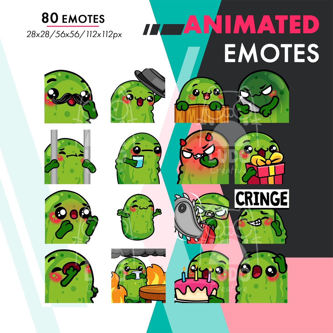 80 Animated Pickle Emotes Pack, Ultimate Cute Cucumber Steer, Wiggle ...