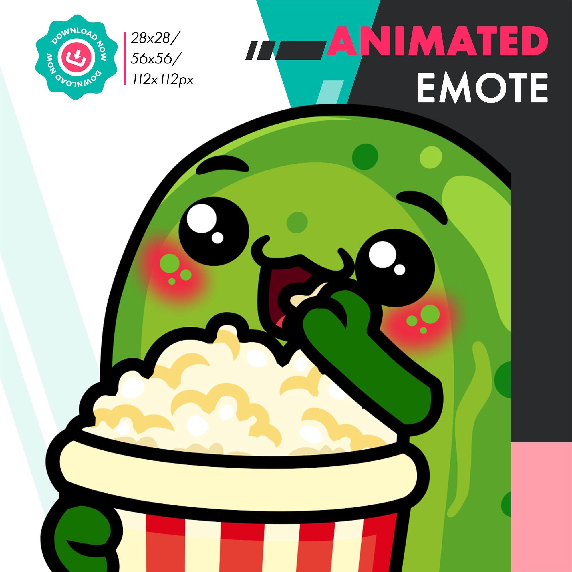 Animated Popcorn Emote, Cute Pickle Eating Emote for Twitch Youtube ...
