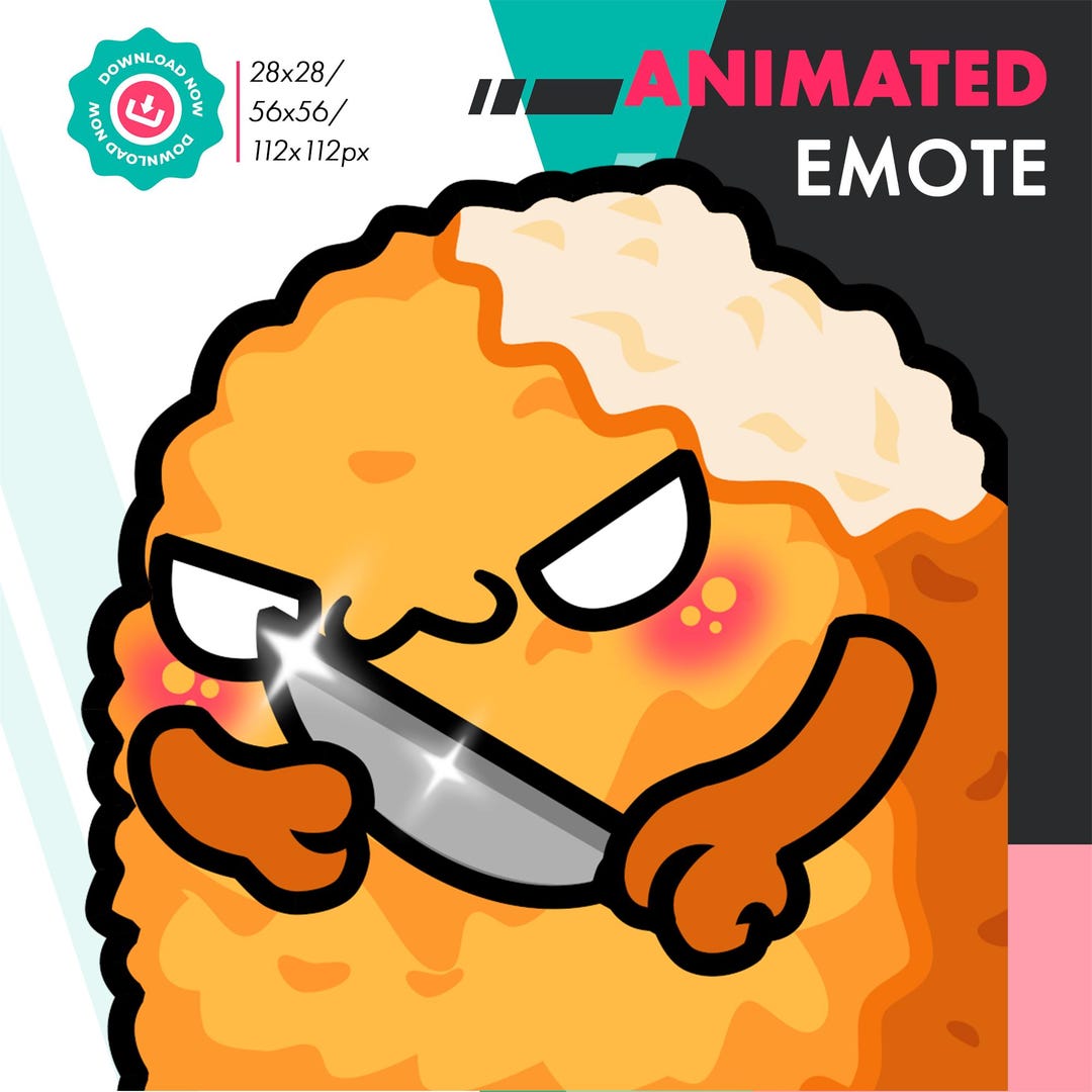 Animated Nugget Knife Emote, Cute Fried Chicken Rage Emote for Twitch ...