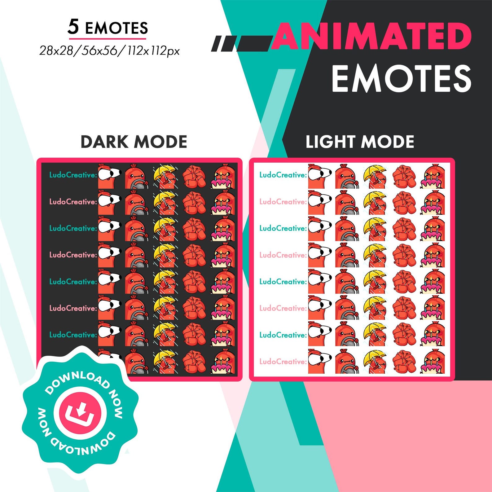 Animated Sausage Emotes Pack 2, 5 Cute Cake, Steer, Rain Emote Set for ...