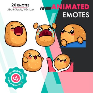 Mega Animated Potato Emotes Pack, 20 Cute Potato Steer, Bobble, Aim ...