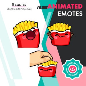 Animated French Fries Emotes Pack, 5 Cute Potato Chips Dance, Lick, POP ...
