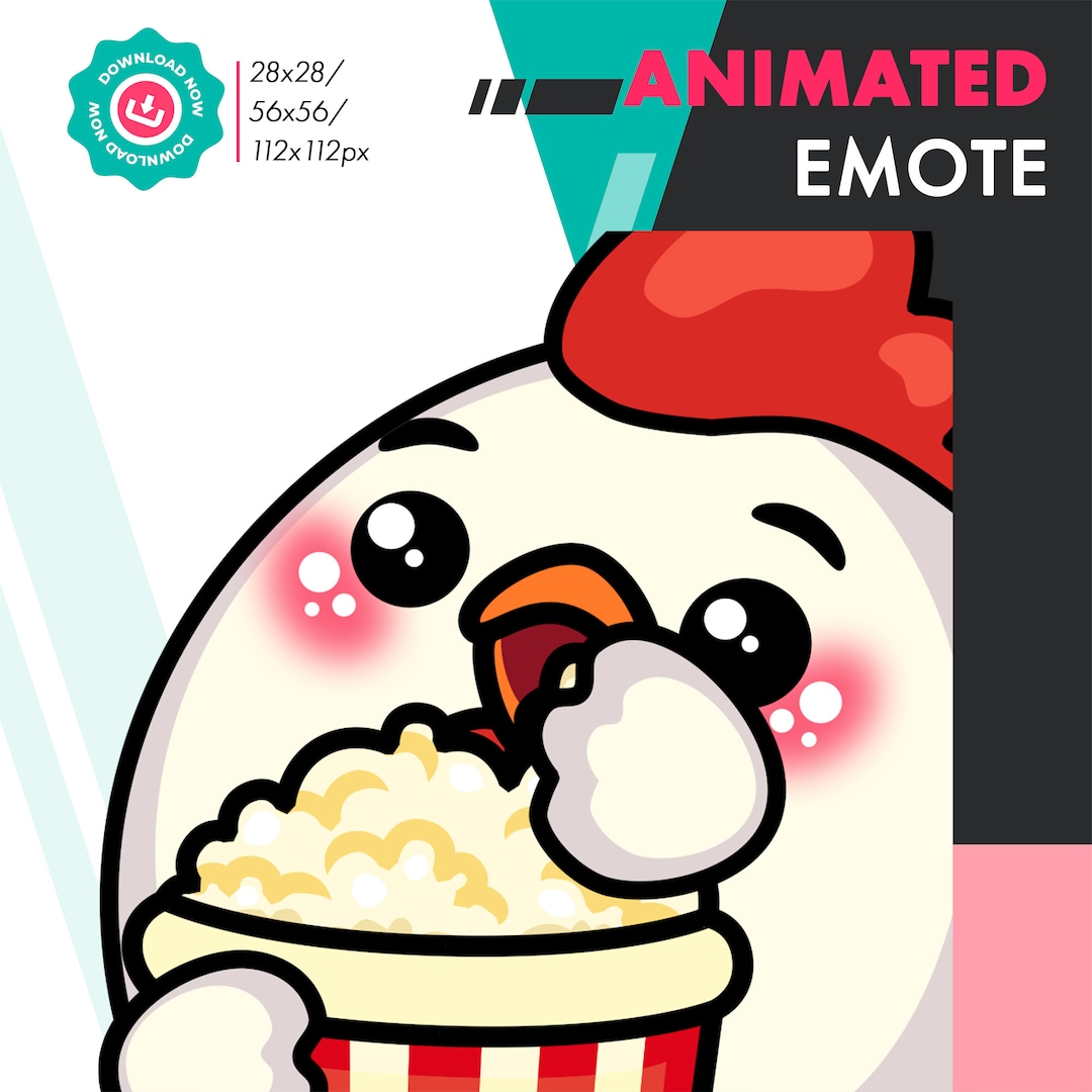 Animated Chicken Popcorn Emote, Cute Chick Eating Emote for Twitch ...