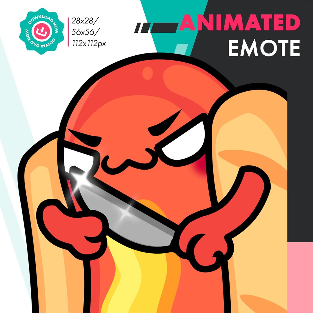 Animated Hotdog Knife Emote, Cute Sausage Rage Emote for Twitch Youtube ...