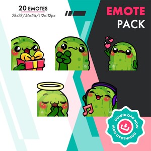 Mega Pickle Emote Pack 2, 20 Cute Gherkin POP, Gift, Jam, Wave Static ...