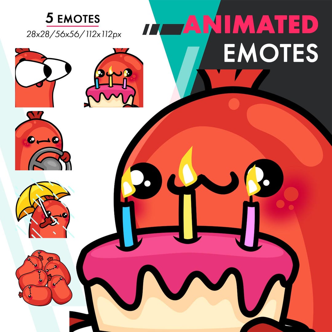 Animated Sausage Emotes Pack 2, 5 Cute Cake, Steer, Rain Emote Set for ...