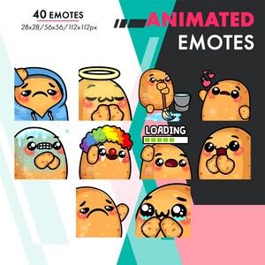 40 Animated Potato Emotes Pack 2, Mega Cute Potato Love, Wave, Cringe ...