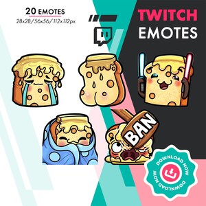 Toast Emote Mega Bundle | Cute 20 Bread Emote Set for Twitch Streamers ...