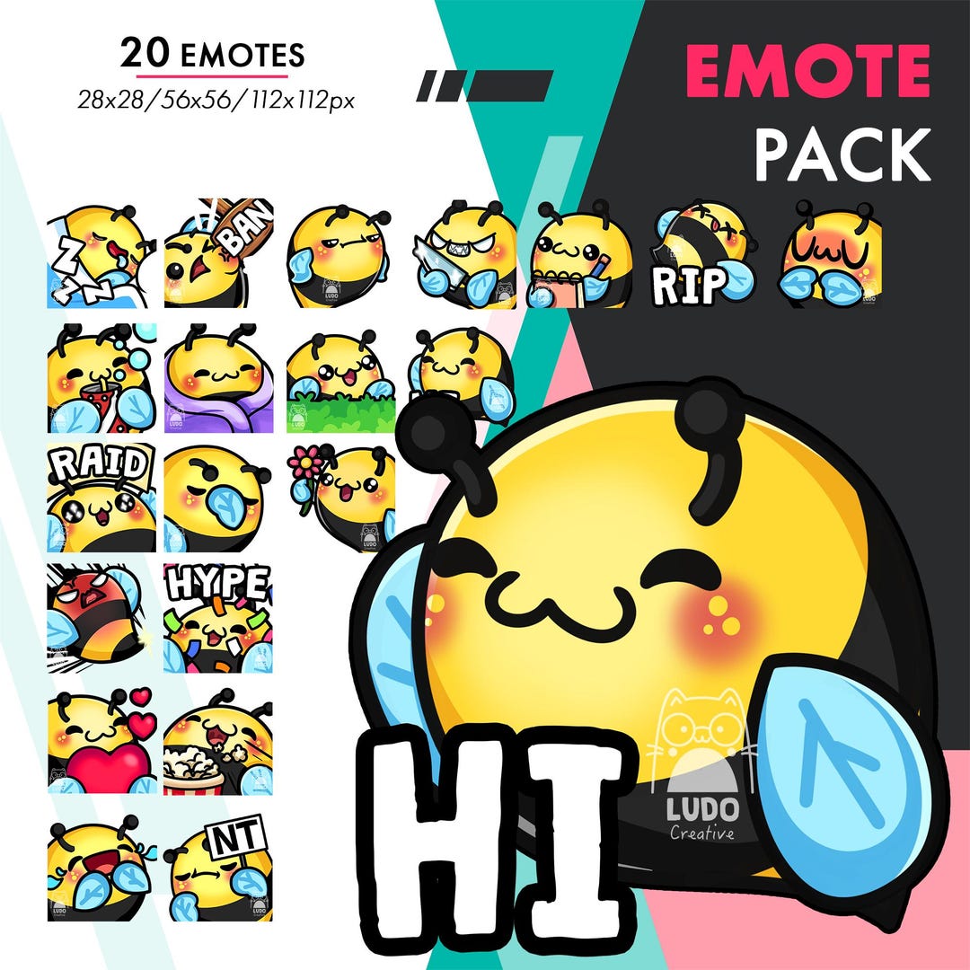 Mega Bee Emote Pack, 20 Cute Wasp Hi, Hype, Noted Still Emote Set for ...