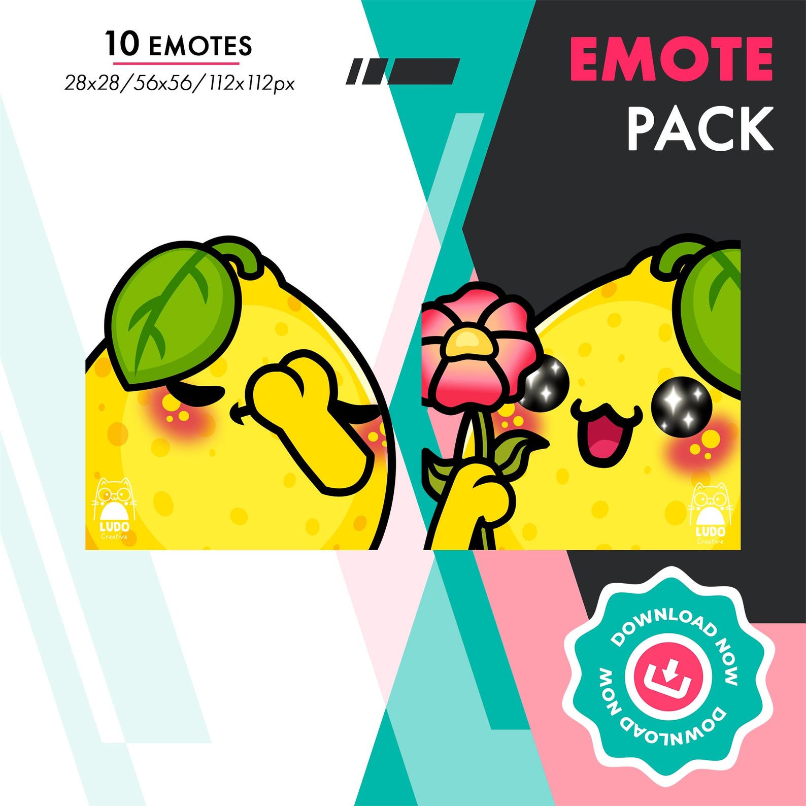 Lemon Emote Bundle, 10 Cute Twitch Food Hype, Heart, Lurk Still Emote ...