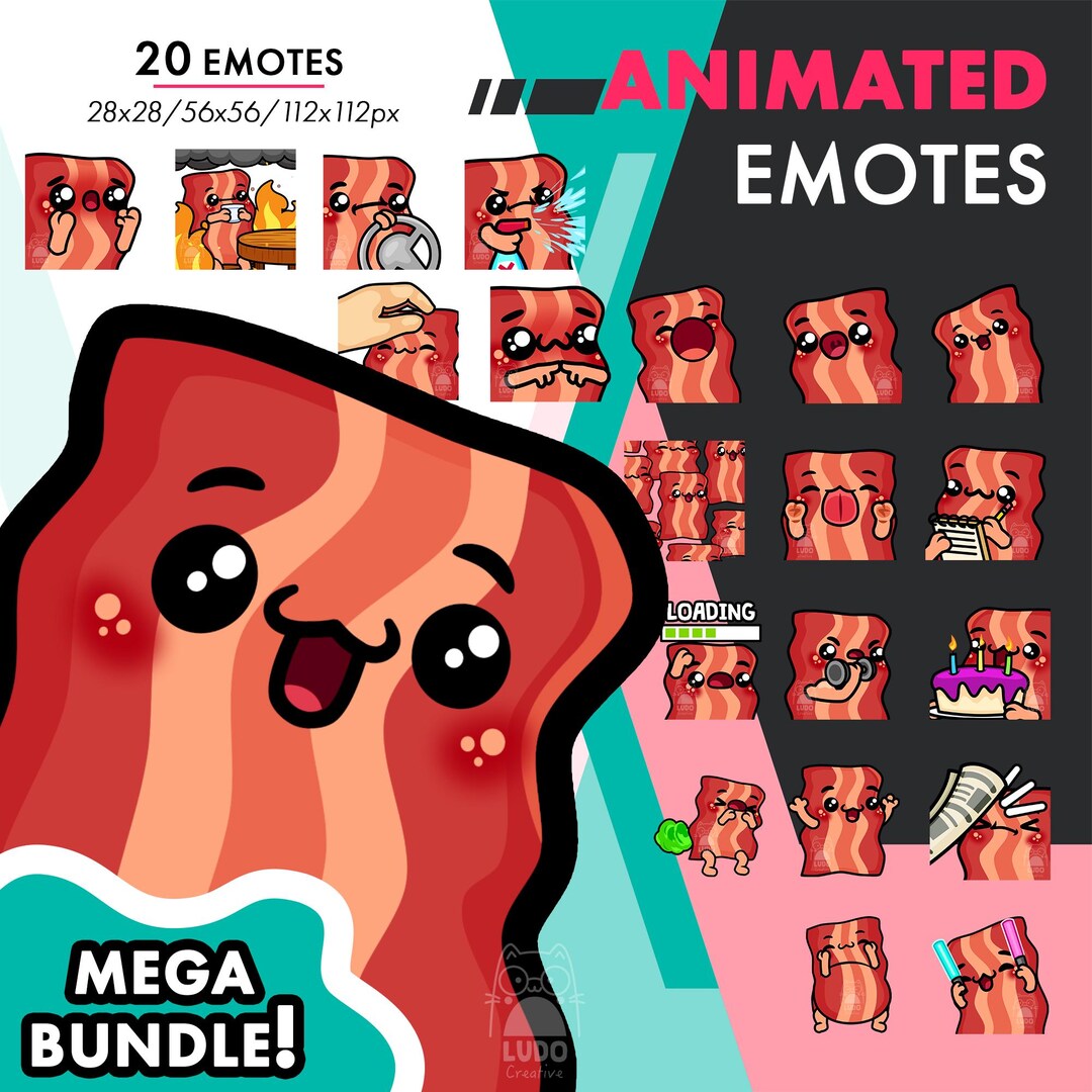 Mega Animated Bacon Emotes Pack, 20 Cute Food Wiggle, Belly Dance, POP ...