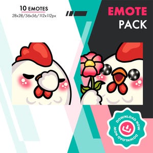 Chicken Emote Bundle, 10 Cute Twitch Chicken Uwu, Ban, Heart Emote Set ...