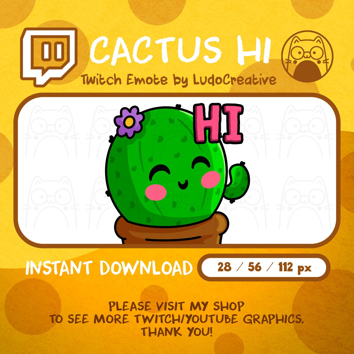 Twitch Cactus Emote Cute Cartoon Hi Emote for Twitch Youtube - Etsy UK