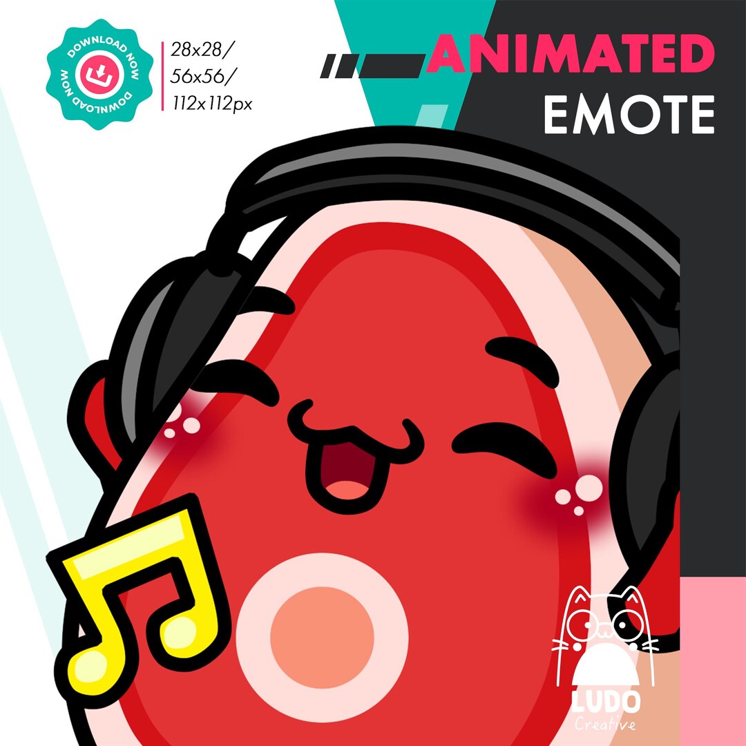 Animated Steak Jam Emote, Cute Food Jamming Emote for Twitch Youtube ...