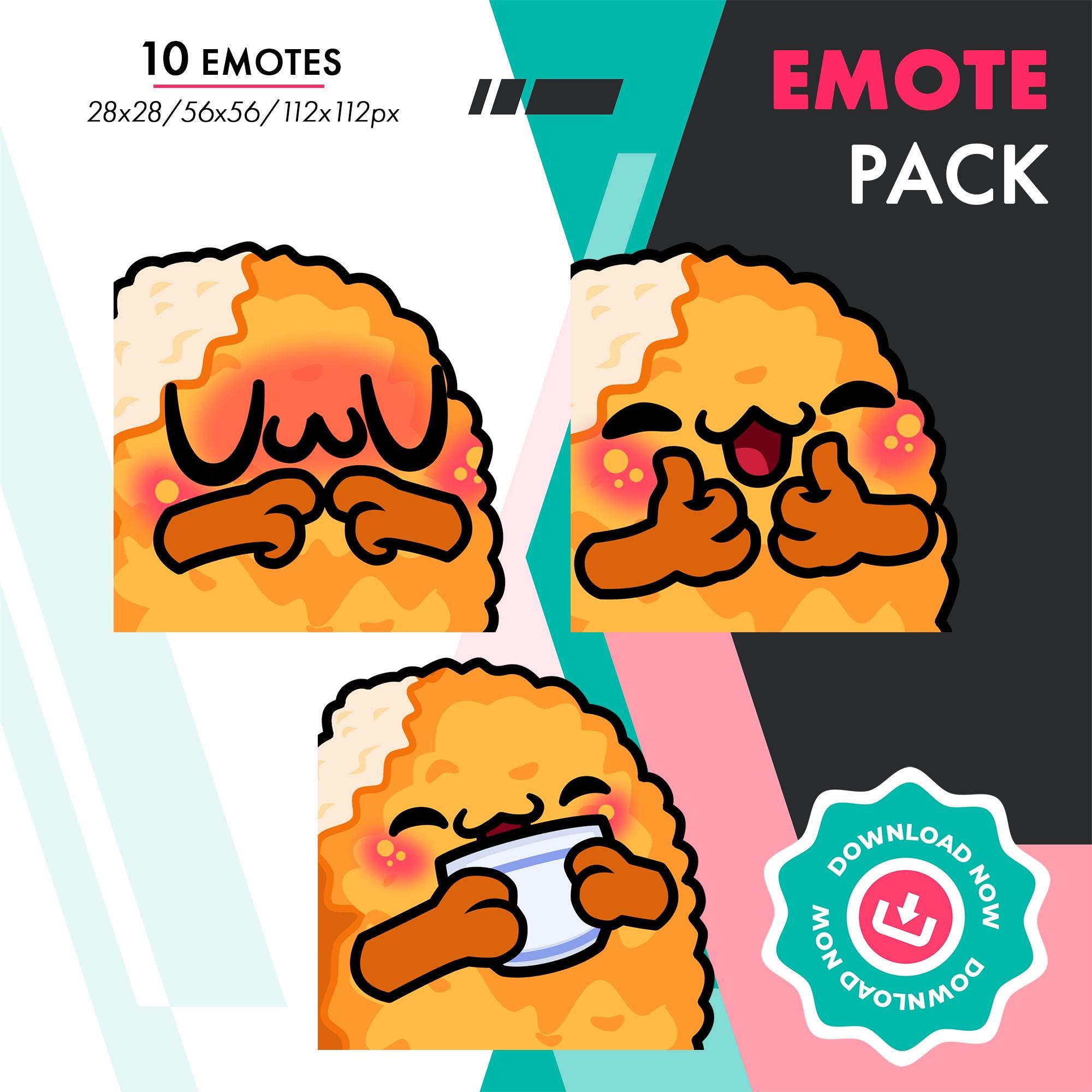 Chicken Nugget Emote Bundle 2, 10 Cute Twitch Fried Chicken Heart, Uwu ...