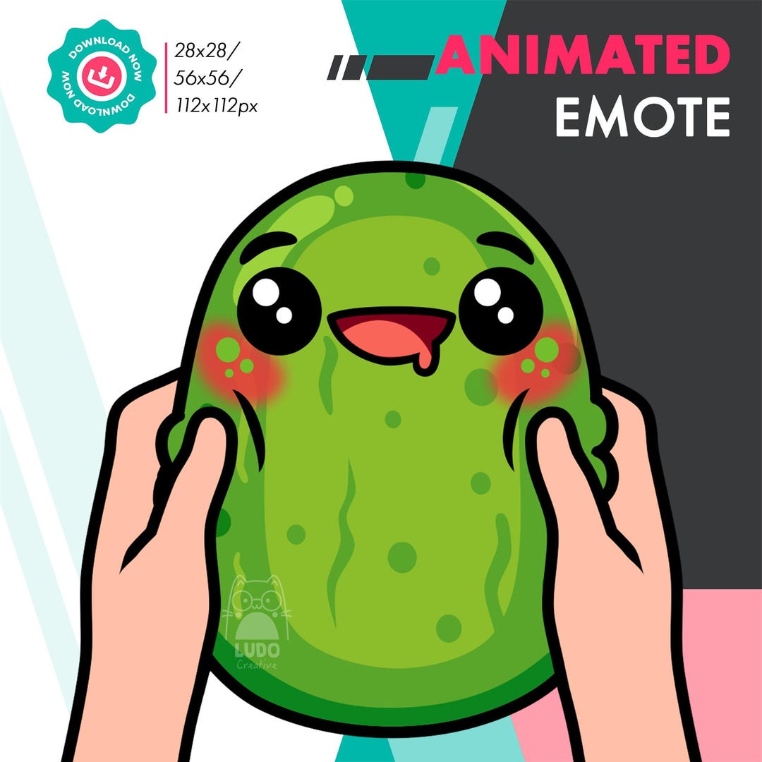 Animated Pickle Squish Face Emote, Cute Gherkin Pinching Cheeks Emote ...
