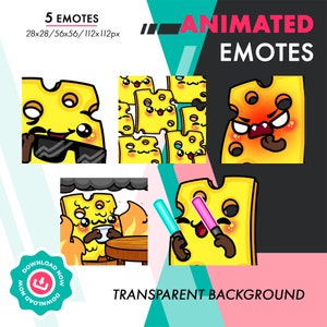 Animated Cheese Emotes Pack 4, 5 Cute Cheddar Slice Wink, This is Fine ...