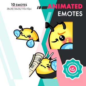 Animated Bee Emotes Pack, 10 Cute Wasp Steer, Dance, Pop Emote Set for ...