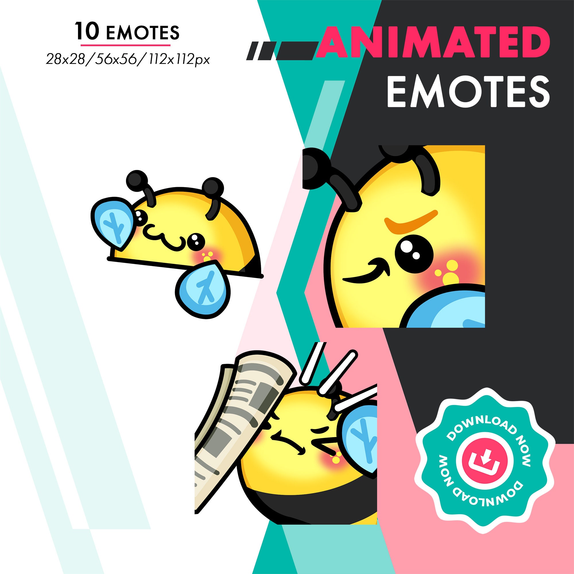 Animated Bee Emotes Pack, 10 Cute Wasp Steer, Dance, Pop Emote Set for ...