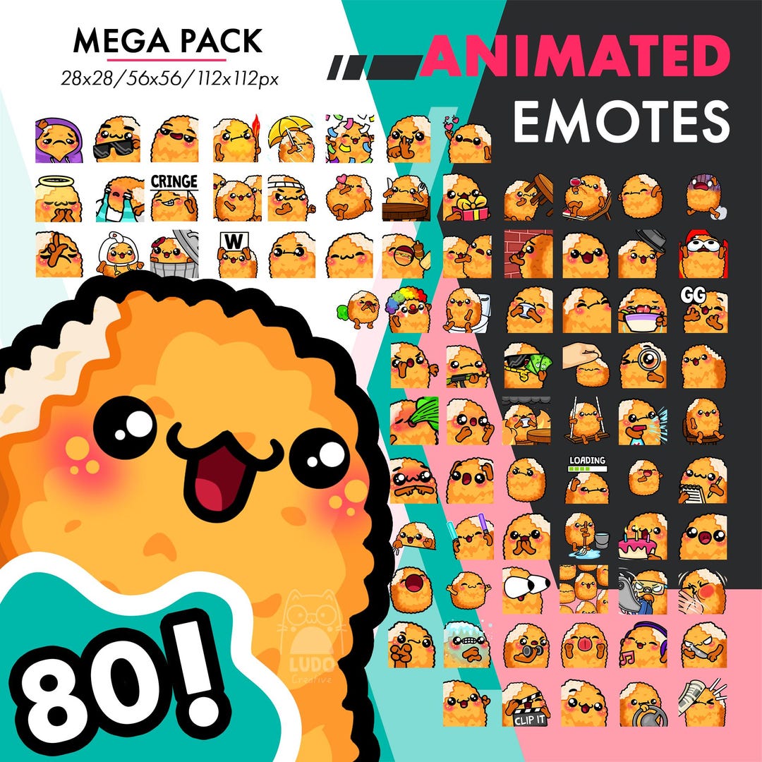 80 Animated Nugget Emotes Pack, Ultimate Fried Chicken Steer, Wiggle ...