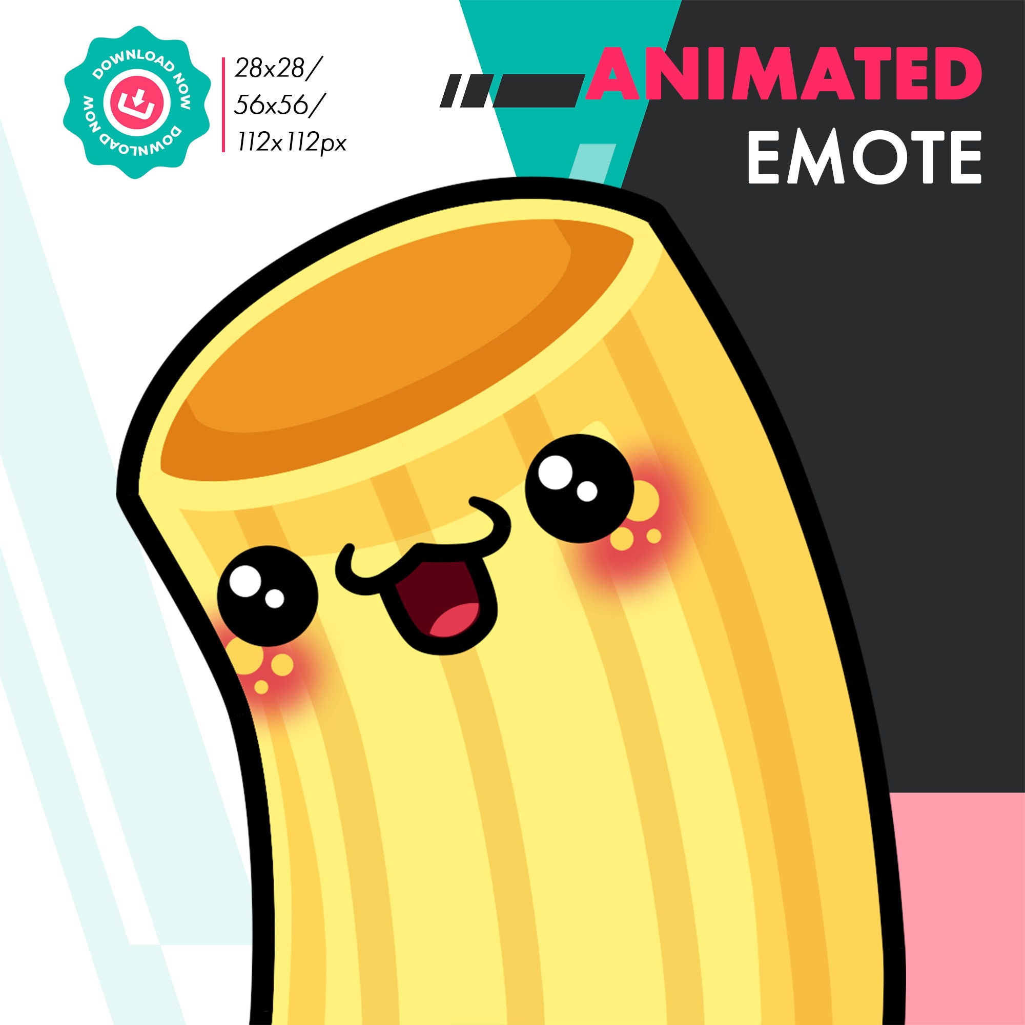 Animated Pasta Wiggle Emote, Cute Food Bobble Emote for Twitch Youtube ...