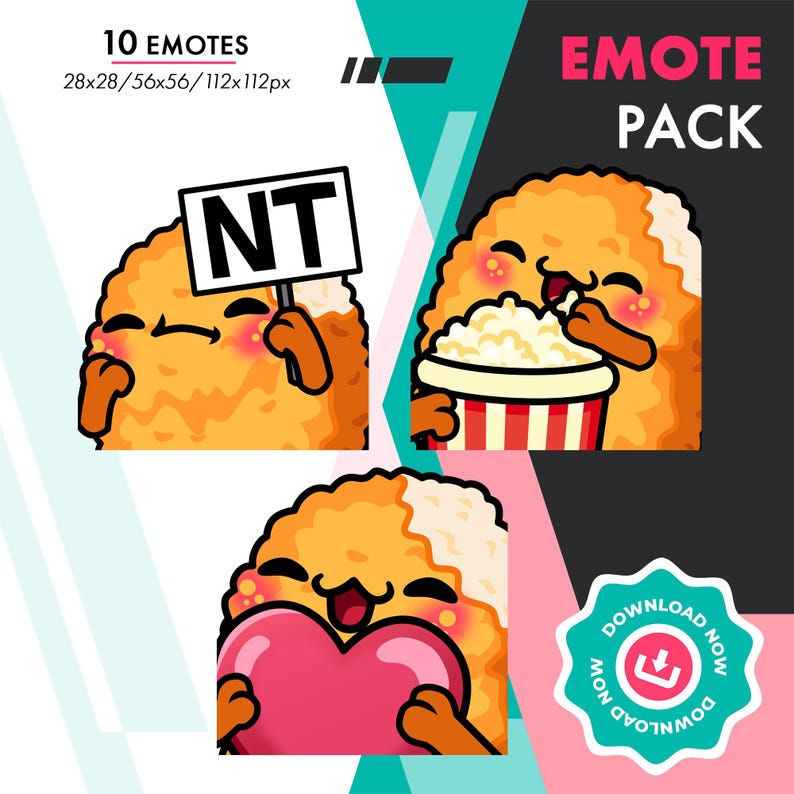 Chicken Nugget Emote Bundle 2, 10 Cute Twitch Fried Chicken Heart, Uwu ...