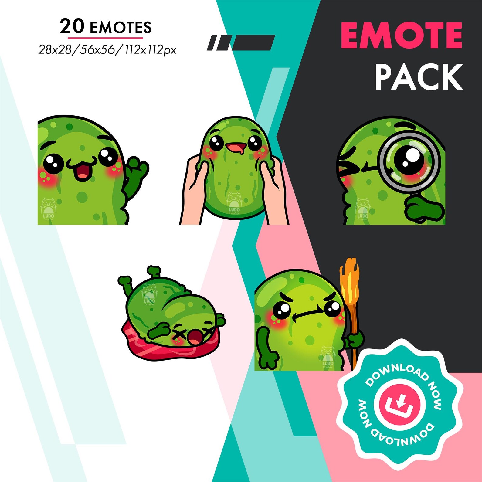 Mega Pickle Emote Pack 2, 20 Cute Gherkin POP, Gift, Jam, Wave Static ...