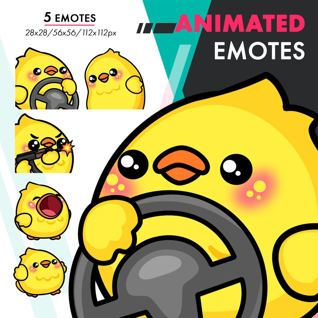Animated Chick Emotes Pack, 5 Cute Chick Wiggle, Aim, Pop Set for ...