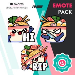Ramen Emote Pack, 10 Cute Noodle Hi, Rip, WOW Emote Set for Twitch ...