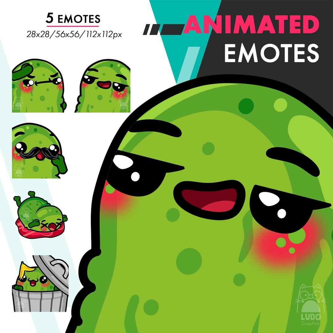 Animated Pickle Emotes Pack 14, 5 Cute Pickle Smirk, Rip, Trash Emote ...