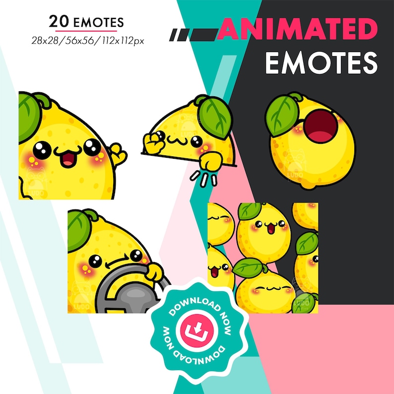 Mega Animated Lemon Emotes Pack, 20 Cute Food POP, Raid, Dance Emote ...