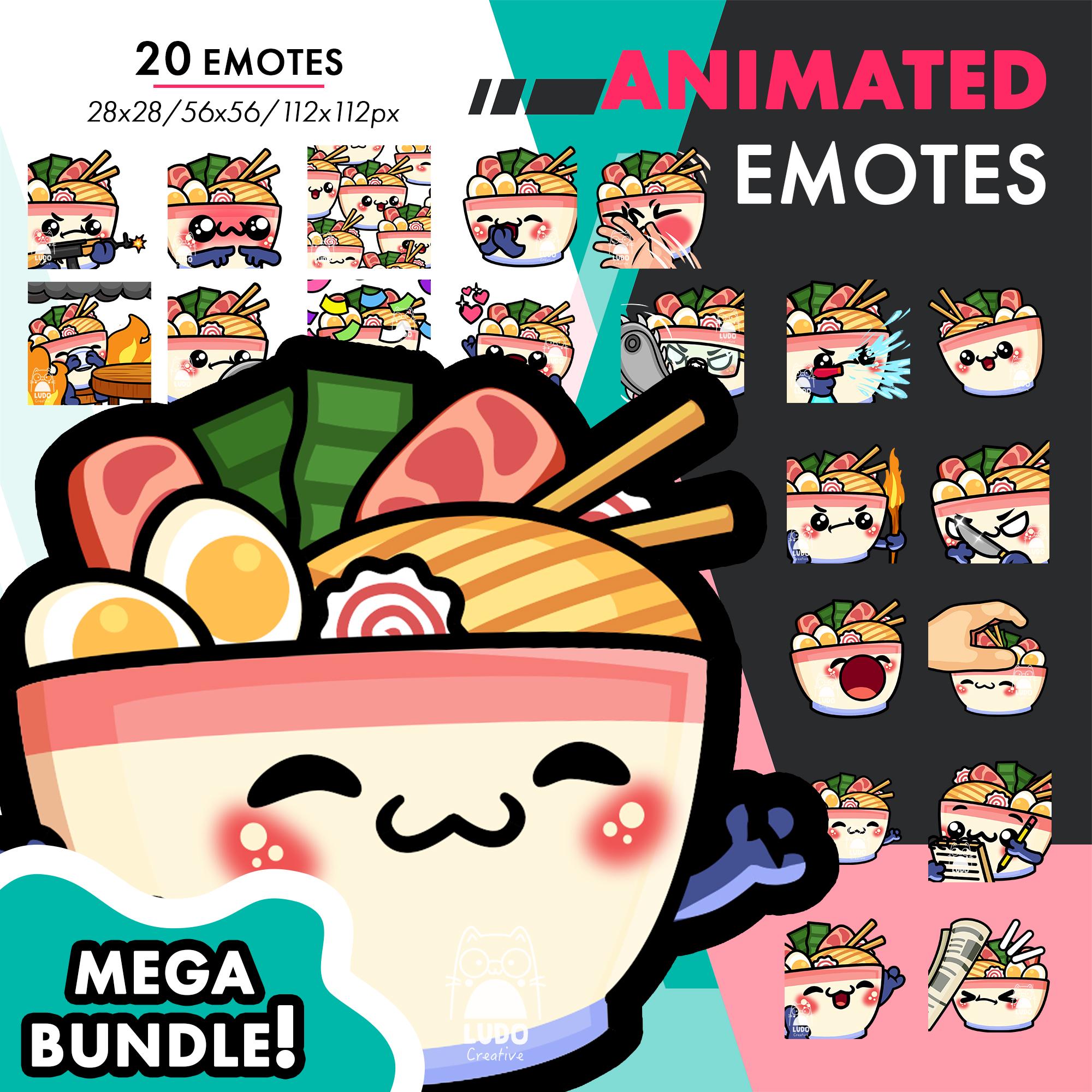 Mega Animated Ramen Emotes Pack, 20 Cute Noodle Dance, Wiggle, Love ...