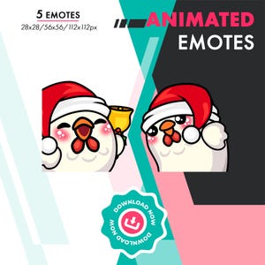 Animated Christmas Chicken Emotes Pack, 5 Cute Chick Christmas Gift ...