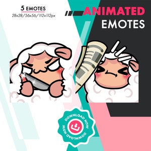 Animated Lamb Emotes Pack 2, 5 Cute Knife, Pet, Noted Emote Set for ...