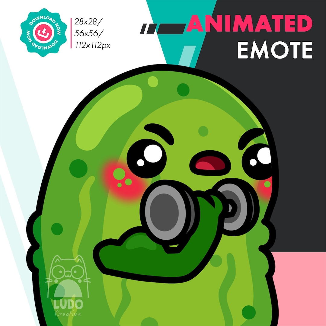 Animated Pickle Gym Emote, Cute Gherkin Weight Lifting Emote for Twitch ...