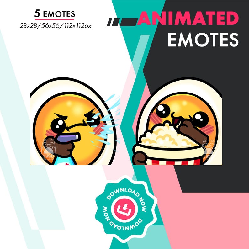 Animated Boiled Egg Emotes Pack 4, 5 Spray, Popcorn, Pet Digital GIF ...