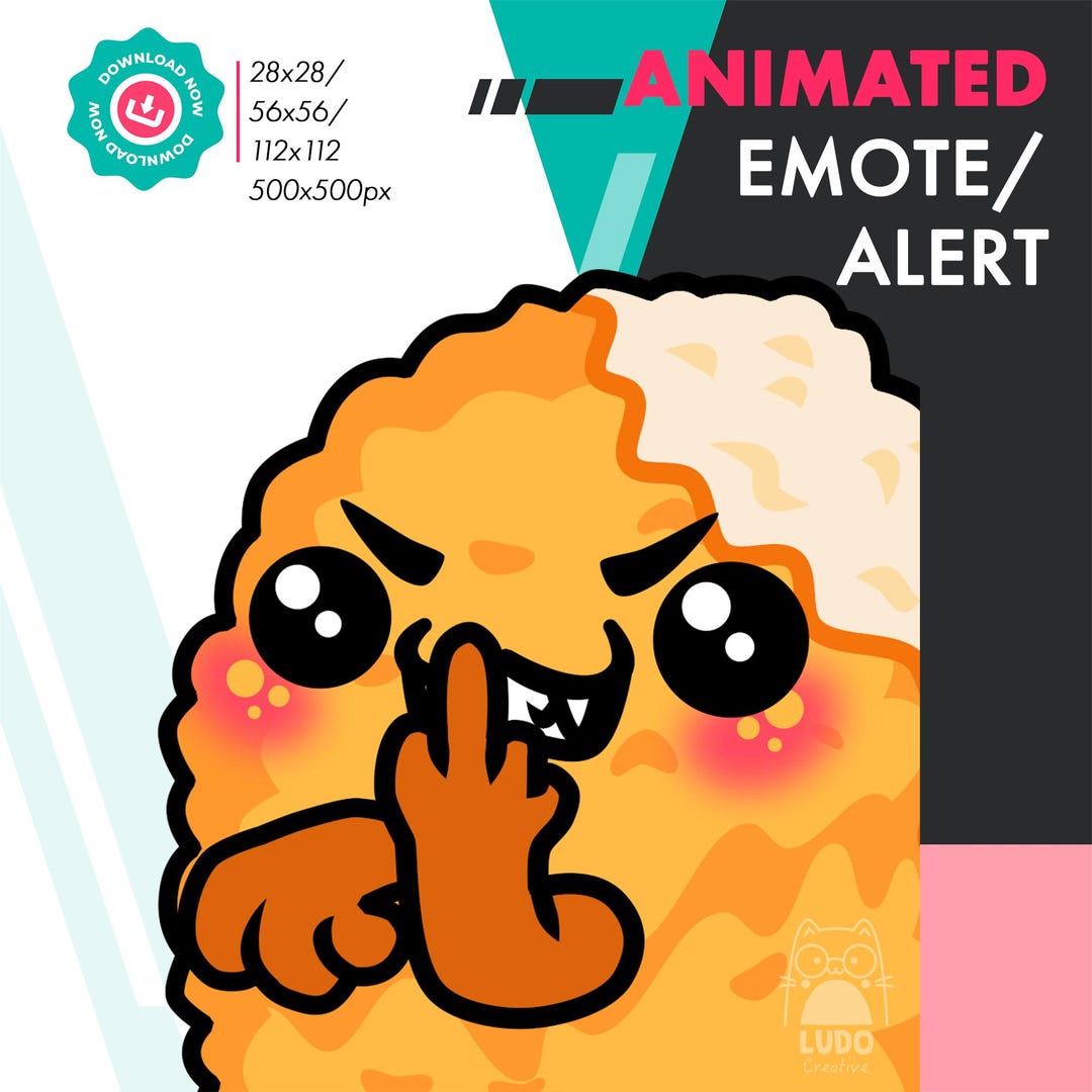 Animated Nugget Middle Finger Emote, Cute Fried Chicken Emote/alert for ...